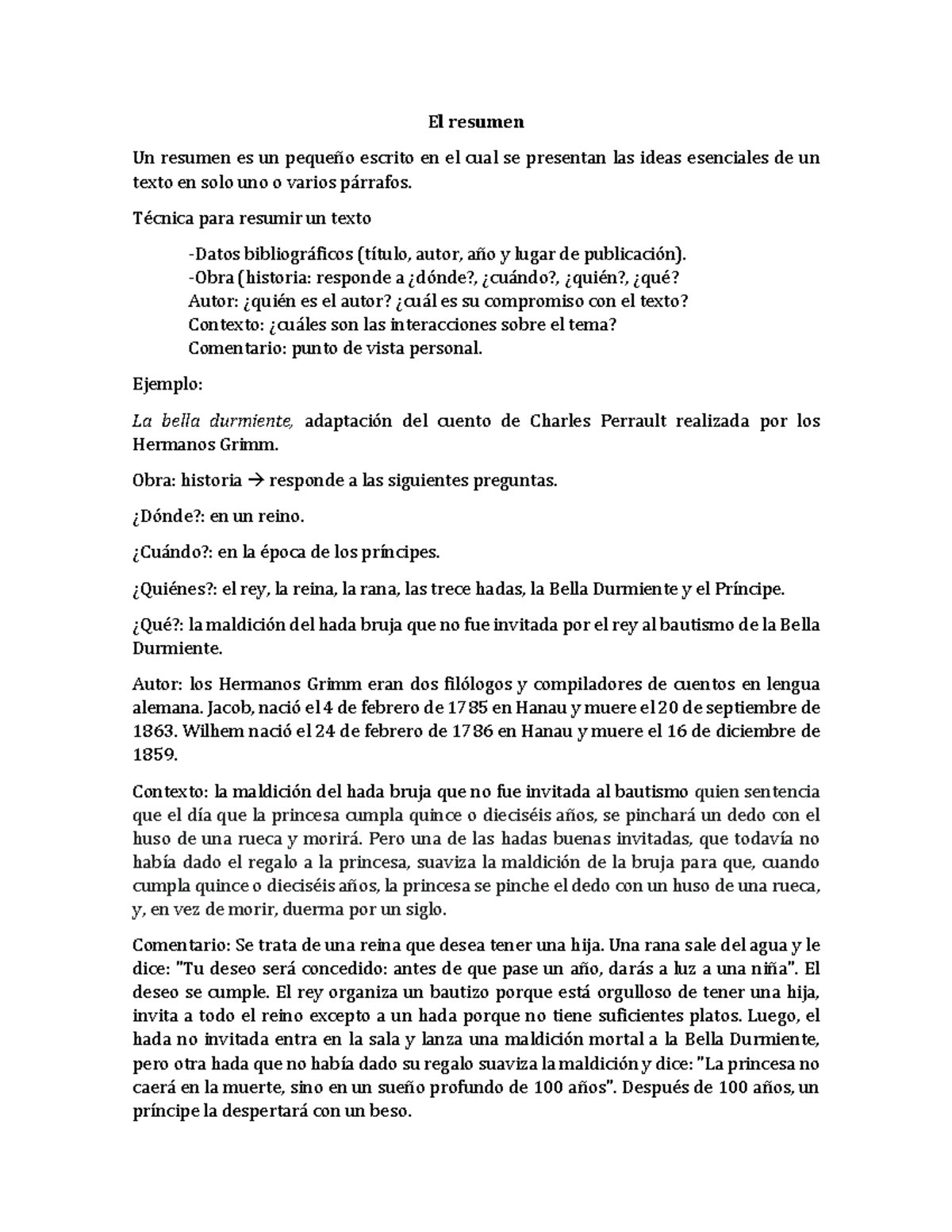 El resumen - Xgfg - El resumen Un resumen es un pequeño escrito en el ...