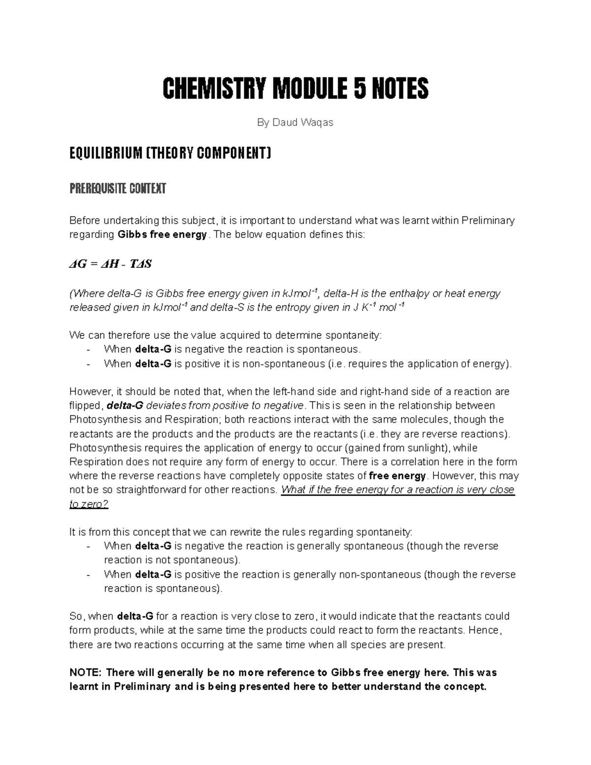 Chemistry Module 5 Notes - CHEMISTRY MODULE 5 NOTES By Daud Waqas ...