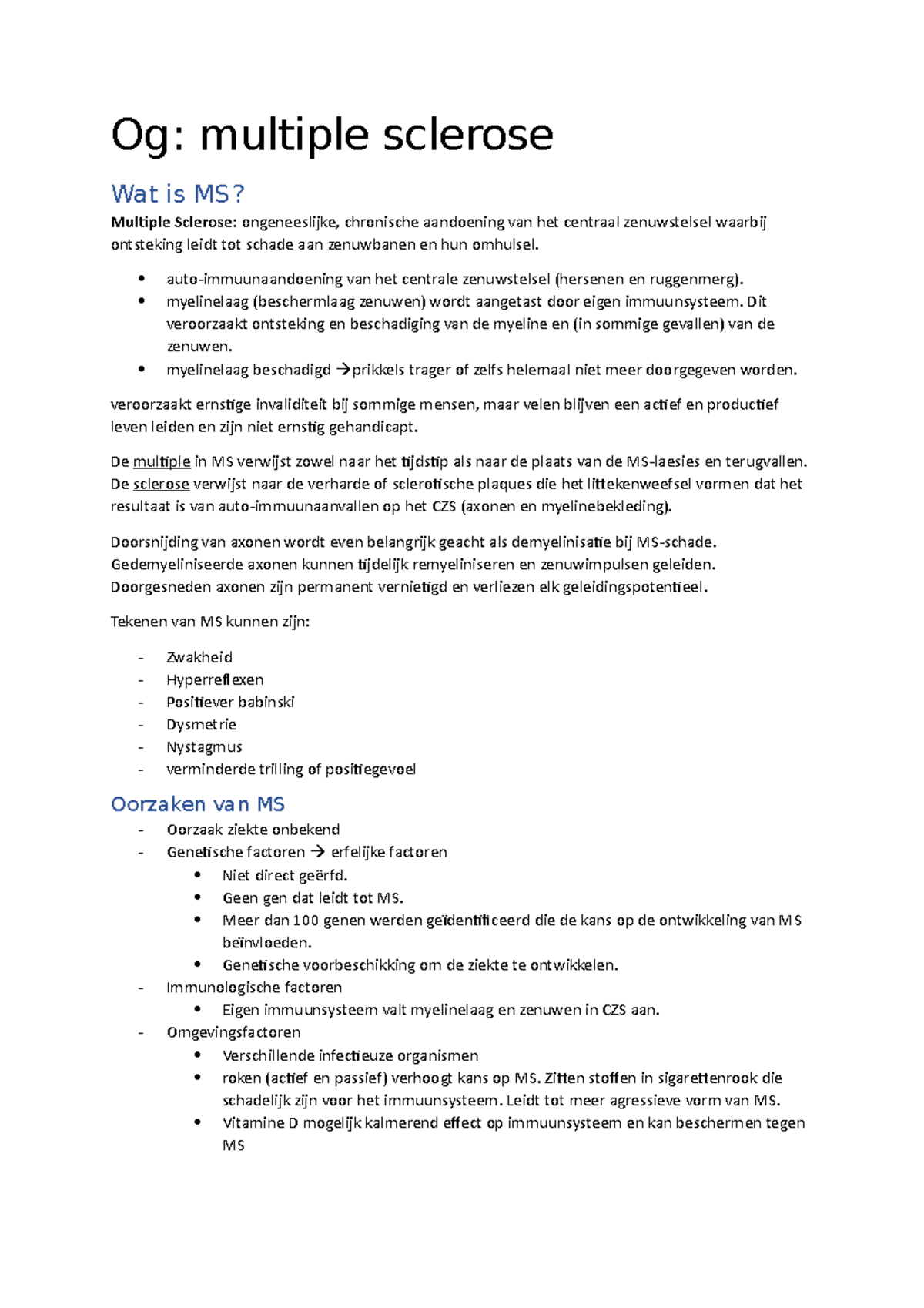 OG MS - OG MS - Og: multiple sclerose Wat is MS? Multiple Sclerose ...