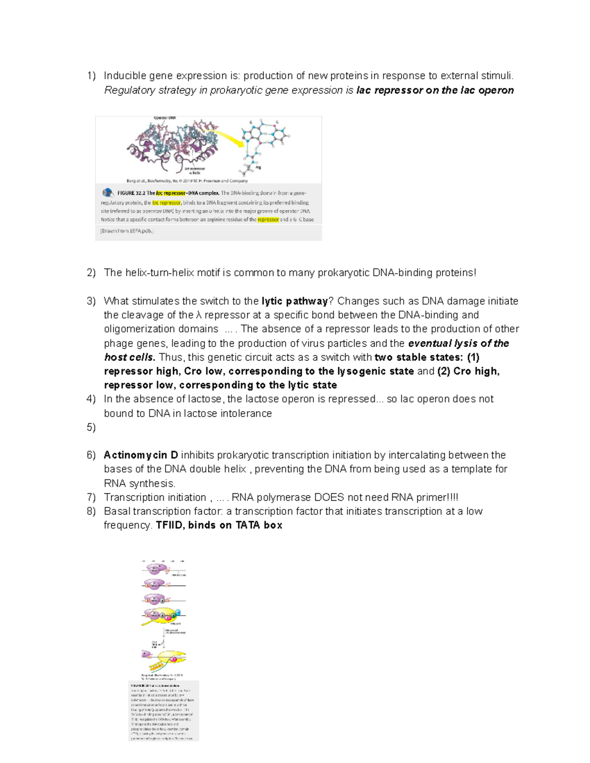 Exam 03 Question-Based Notes - Inducible gene expression is: production ...