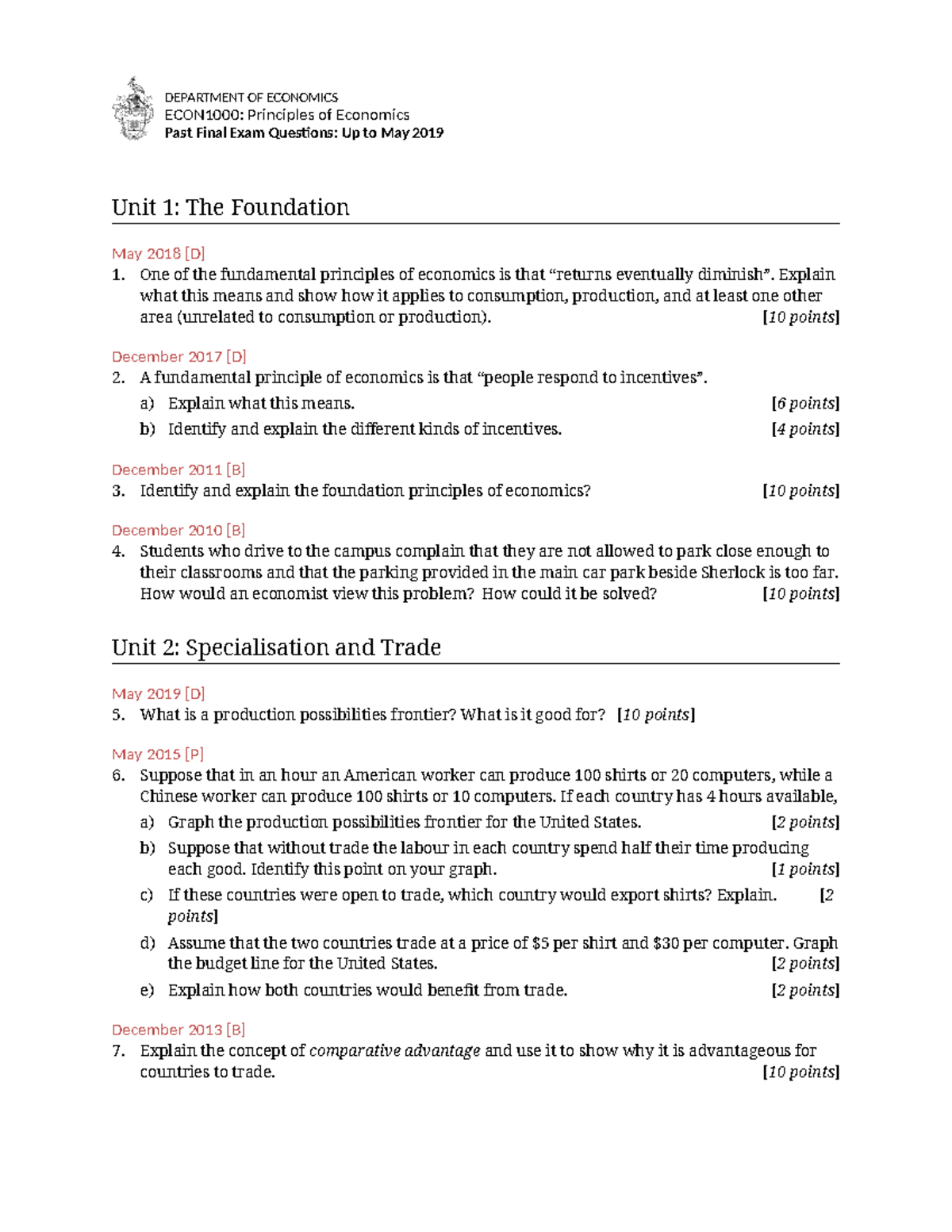 F - Past Paper Questions (1) (1) - Unit 1: The Foundation May 2018 [D ...