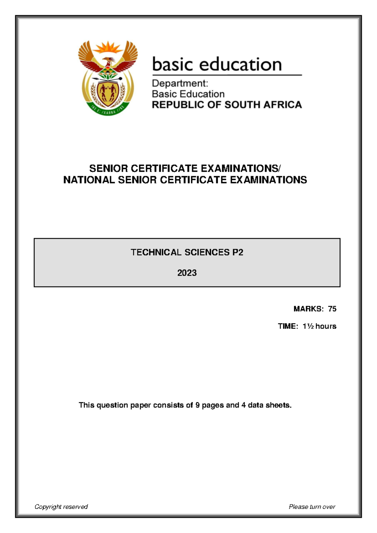 Technical Sciences P2 May-June 2023 Eng - SENIOR CERTIFICATE ...