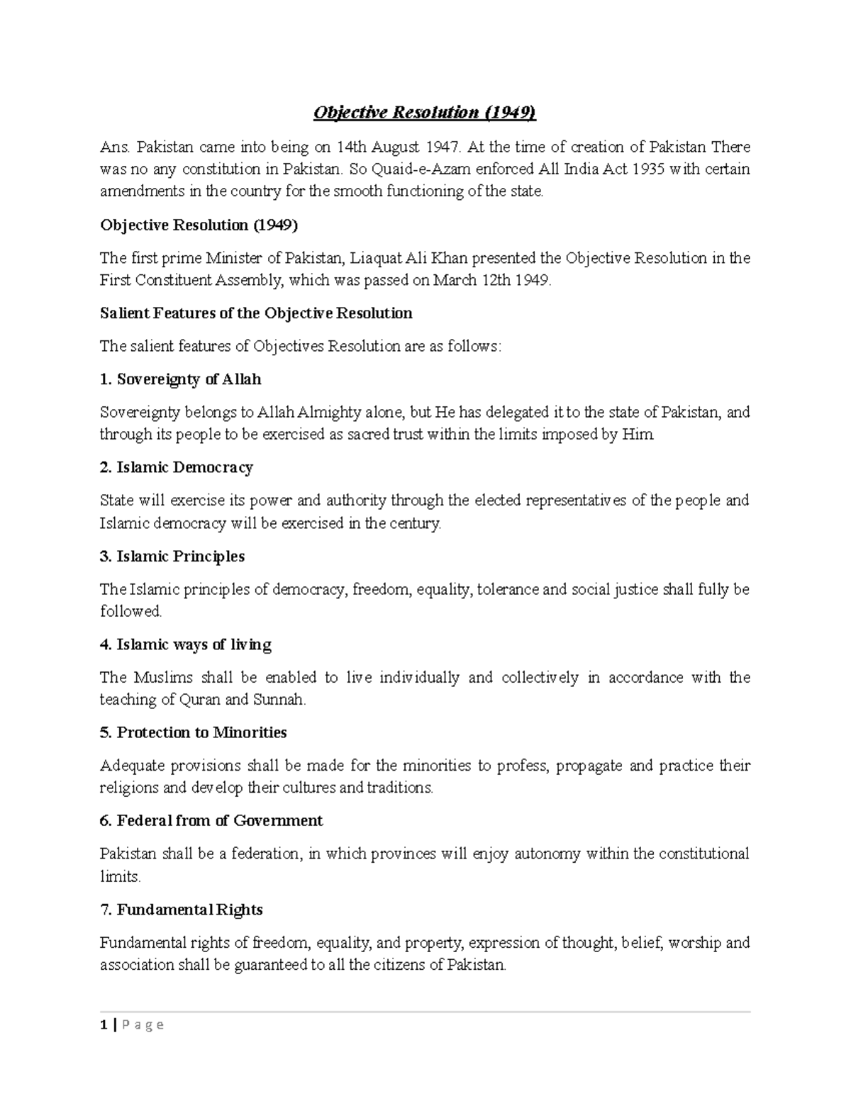 Basic Principle Committee Interim Report - Objective Resolution (1949 ...