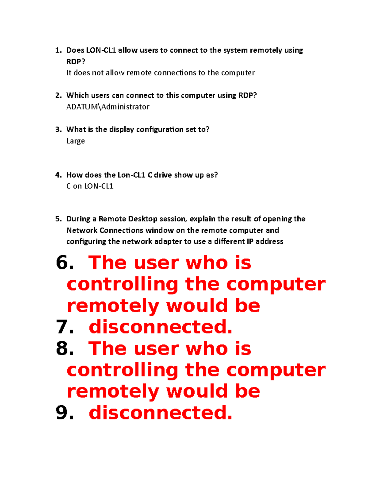 CNET102 Lab10 Sameer - eeee - 1. Does LON-CL1 allow users to connect to the system remotely ...