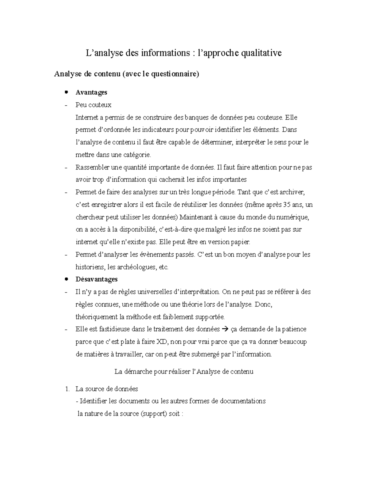 REI1130 - Cours 12L’analyse des informations : l’approche qualitative ...