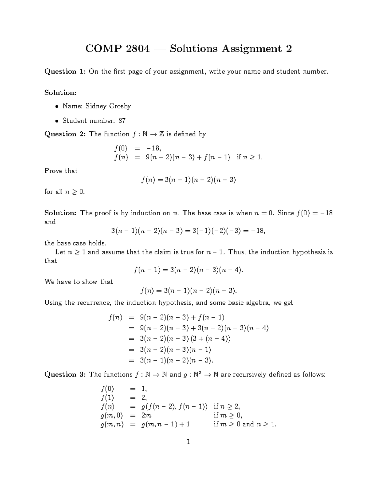Assignment 02 - Solutions - COMP 2804 — Solutions Assignment 2 Question ...