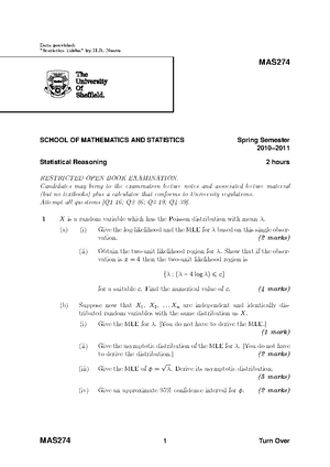 1140 - Exam - SCHOOL OF MATHEMATICS AND STATISTICS Spring Semester 2013 ...