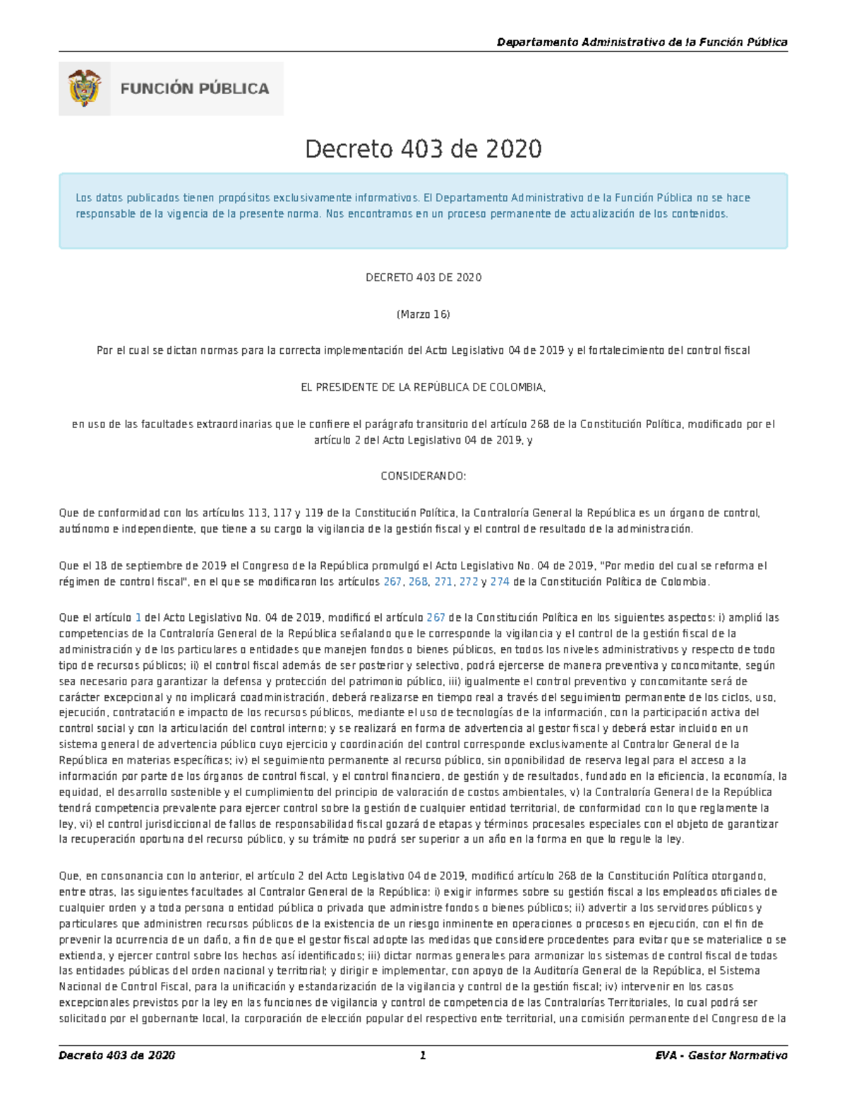 Decreto 403 de 2020 - UNA AYUDA - Decreto 403 de 2020 Los datos ...