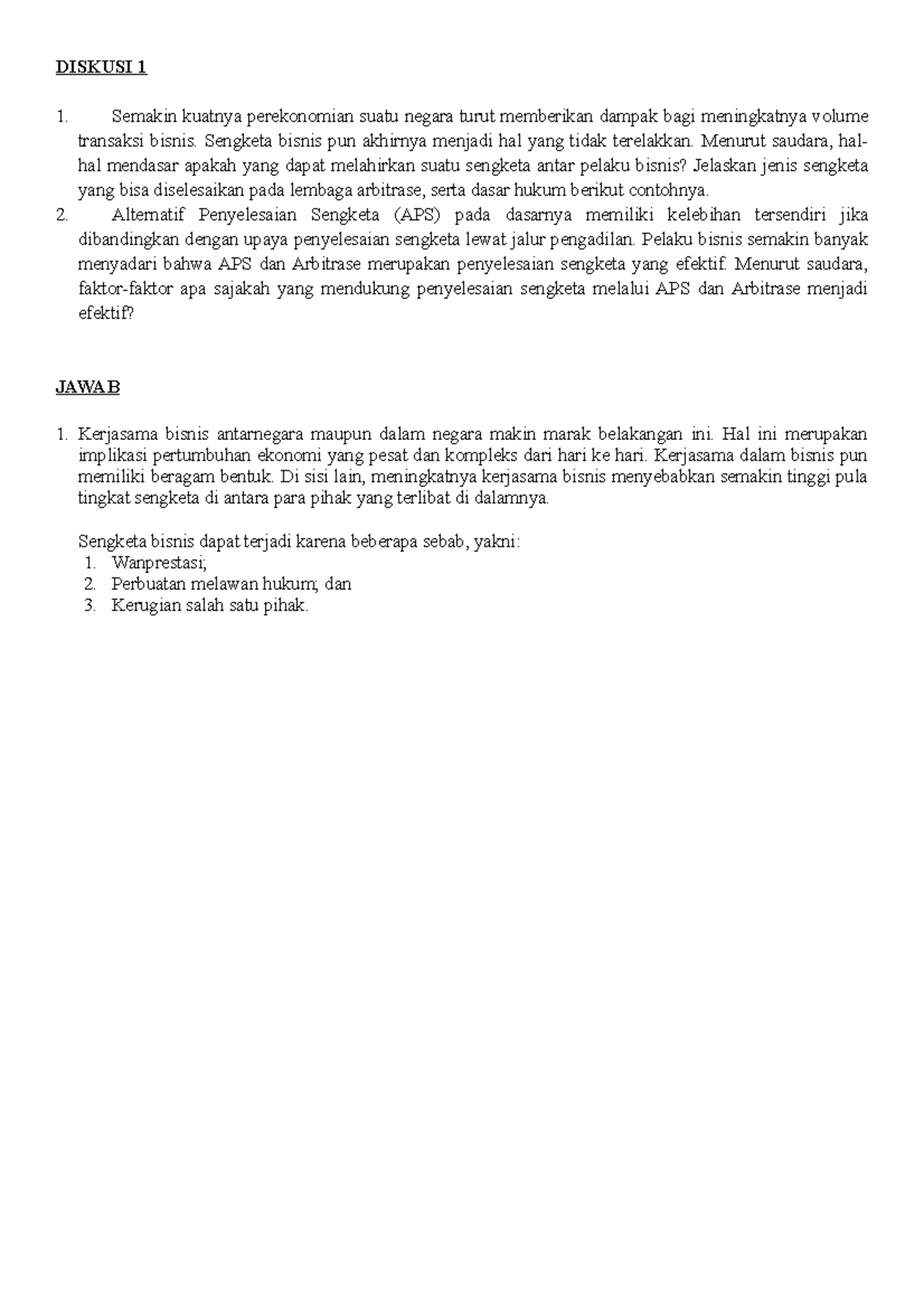 Arbitrase, Mediasi Dan Negosiasi 39 - DISKUSI 1 Semakin kuatnya perekonomian suatu negara turut ...