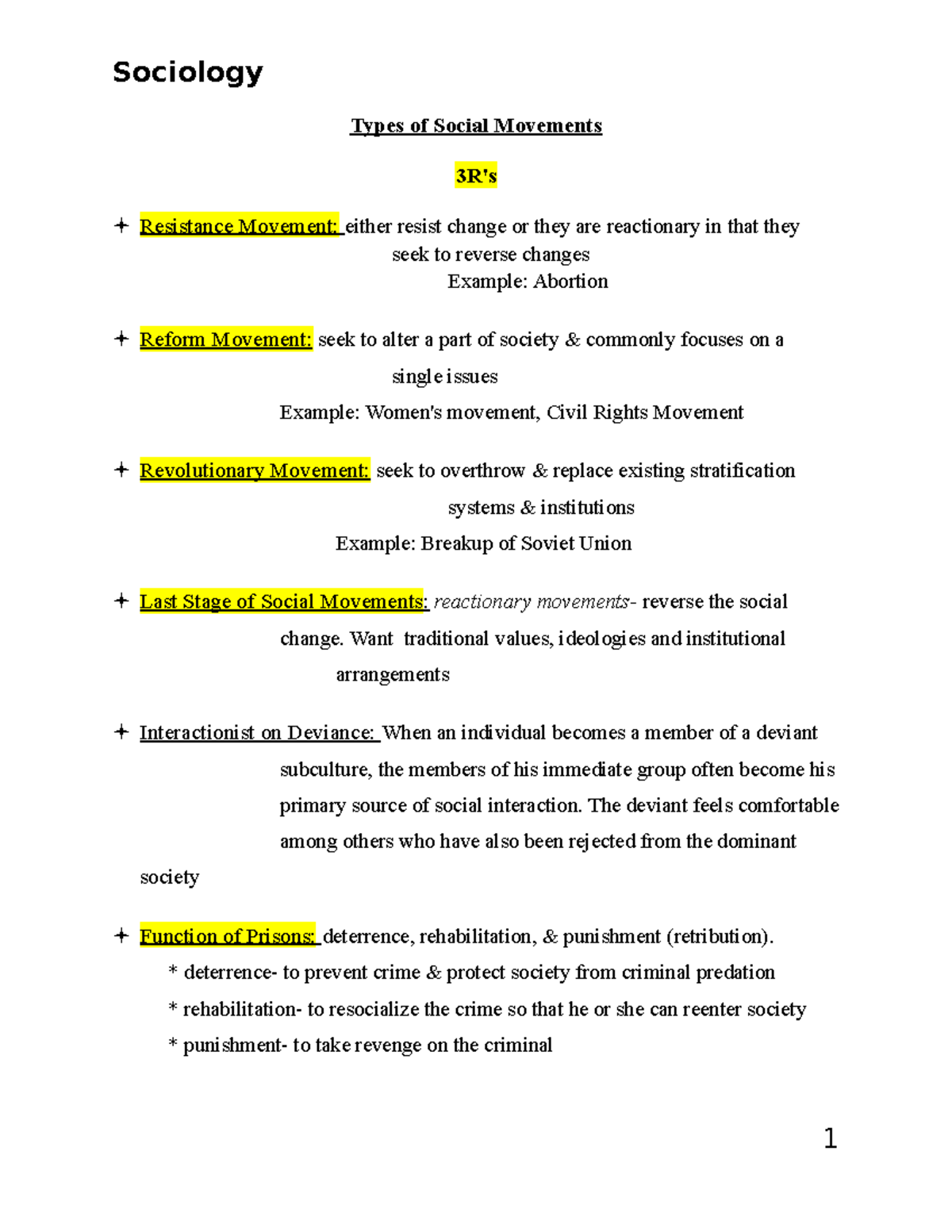Sociology Movements - Lecture notes 6 - Sociology Types of Social ...