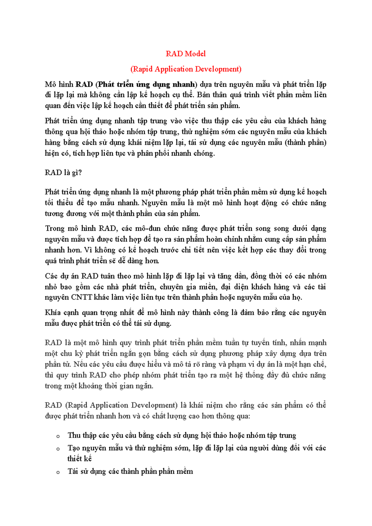 Mô hình Scrum, Mô hình RAD - nhóm 5 - RAD Model (Rapid Application ...
