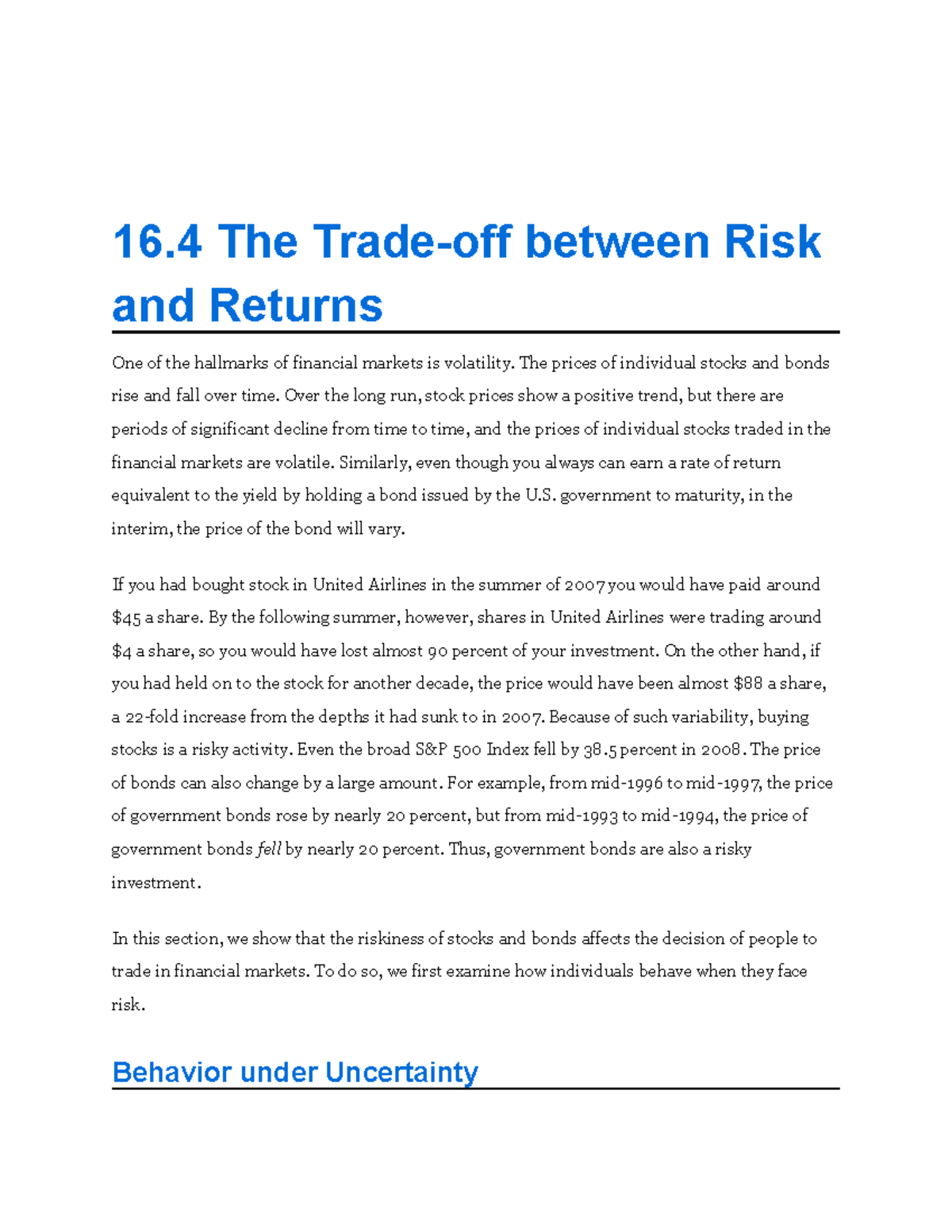 Chapter 16Chapter 16-2 Lecture Notes - 16 The Trade-off between Risk ...