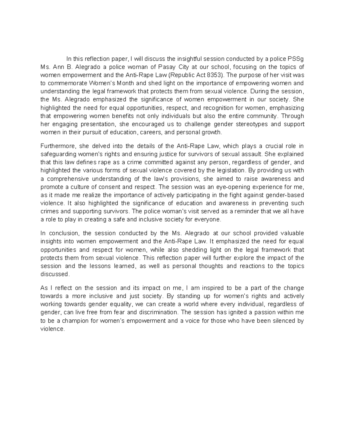 Reflection Paper ACT 11111 - In this reflection paper, I will discuss ...