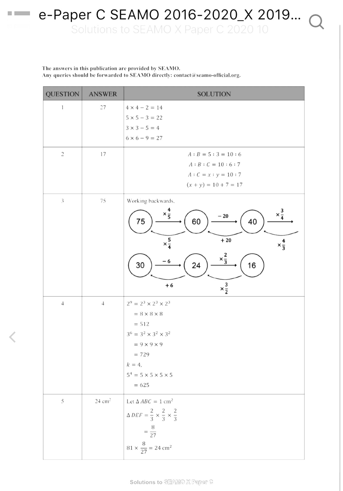 Seamo X 2020 Paper C Solutions ONLY - MA1301 - Studocu