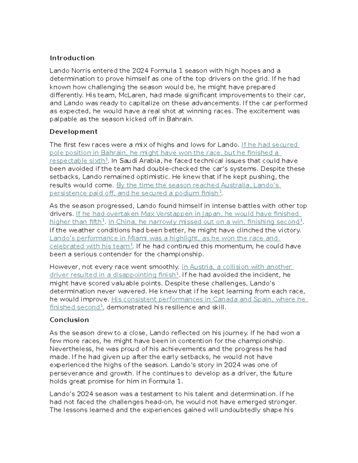 Introduction Lando Norris entered the 2024 Formula 1 season with high hopes - Studocu