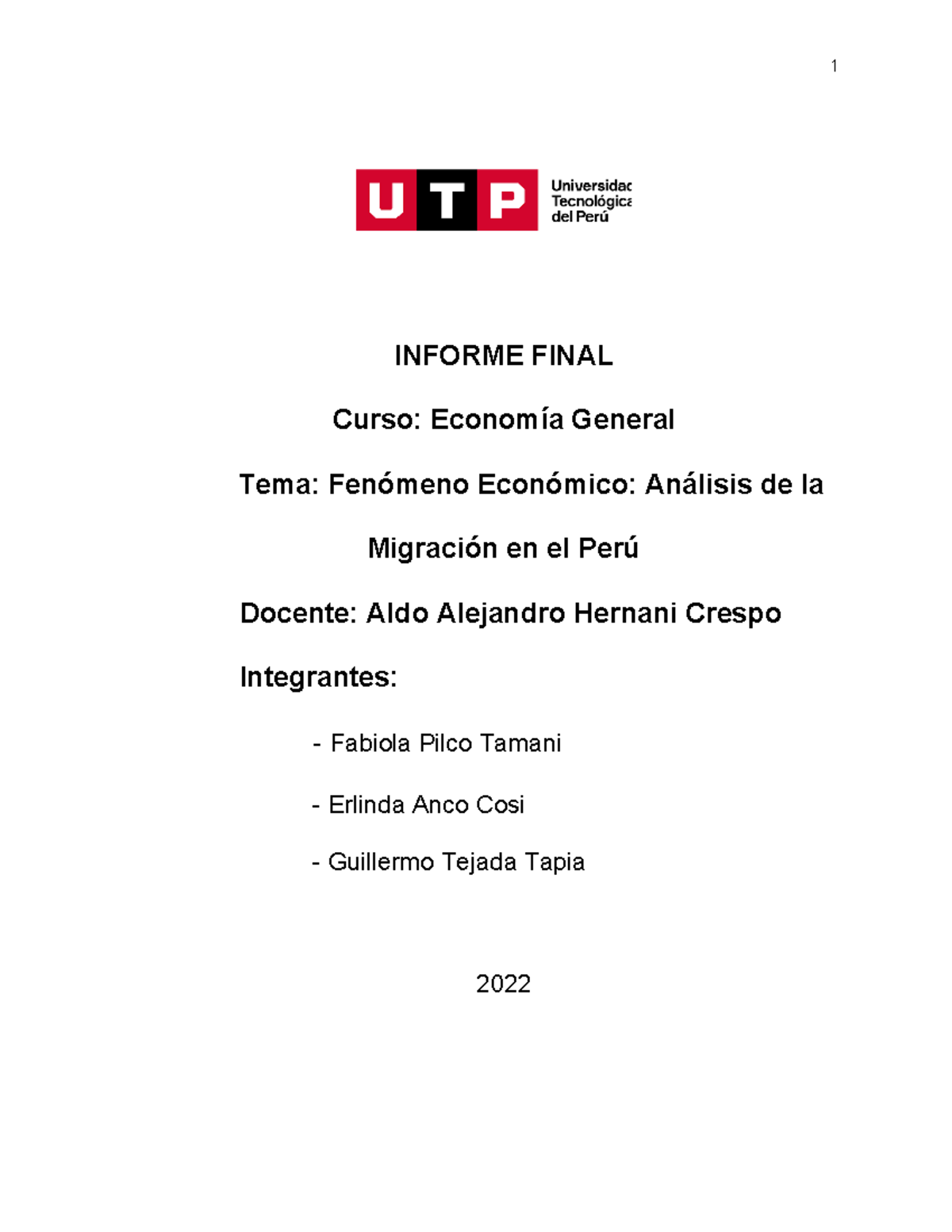Ejemplo DE Trabajo Final 3 Informe Final analisis envio - INFORME FINAL ...