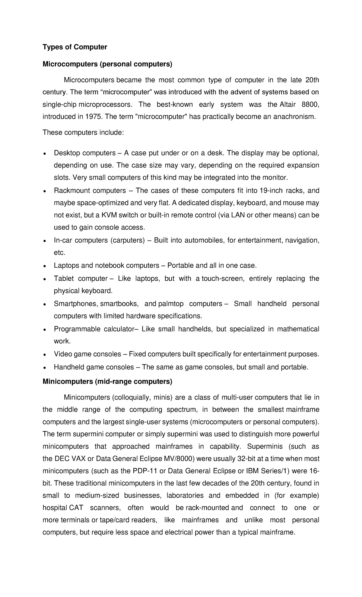 IT-Act4-Ocampo, Brian Christian - Types of Computer Microcomputers (personal computers) - Studocu