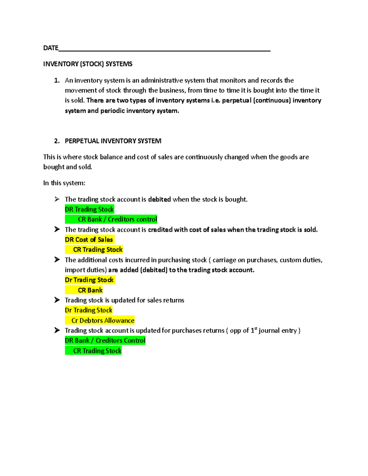 Grade 12 Inventory Valuation (2019 ) (1) 2 - - Studocu