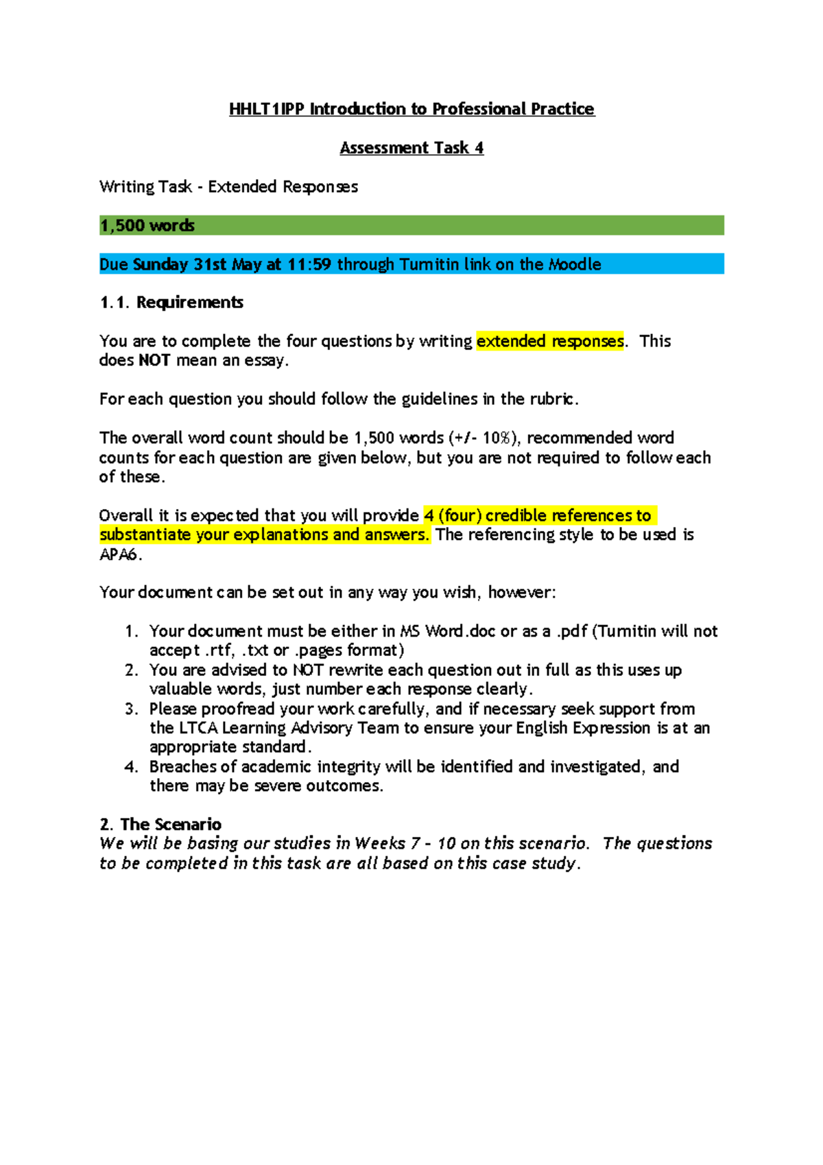 IPP - Assessment 4 Guide and Hints - HHLT1IPP Introduction to ...