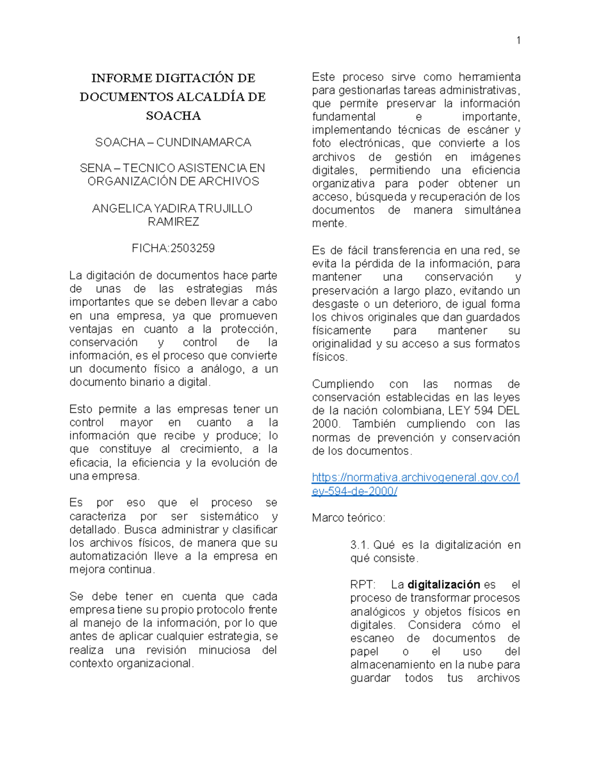 Informe Digitacion DE Documentos COMO SE Desarrolla - INFORME ...