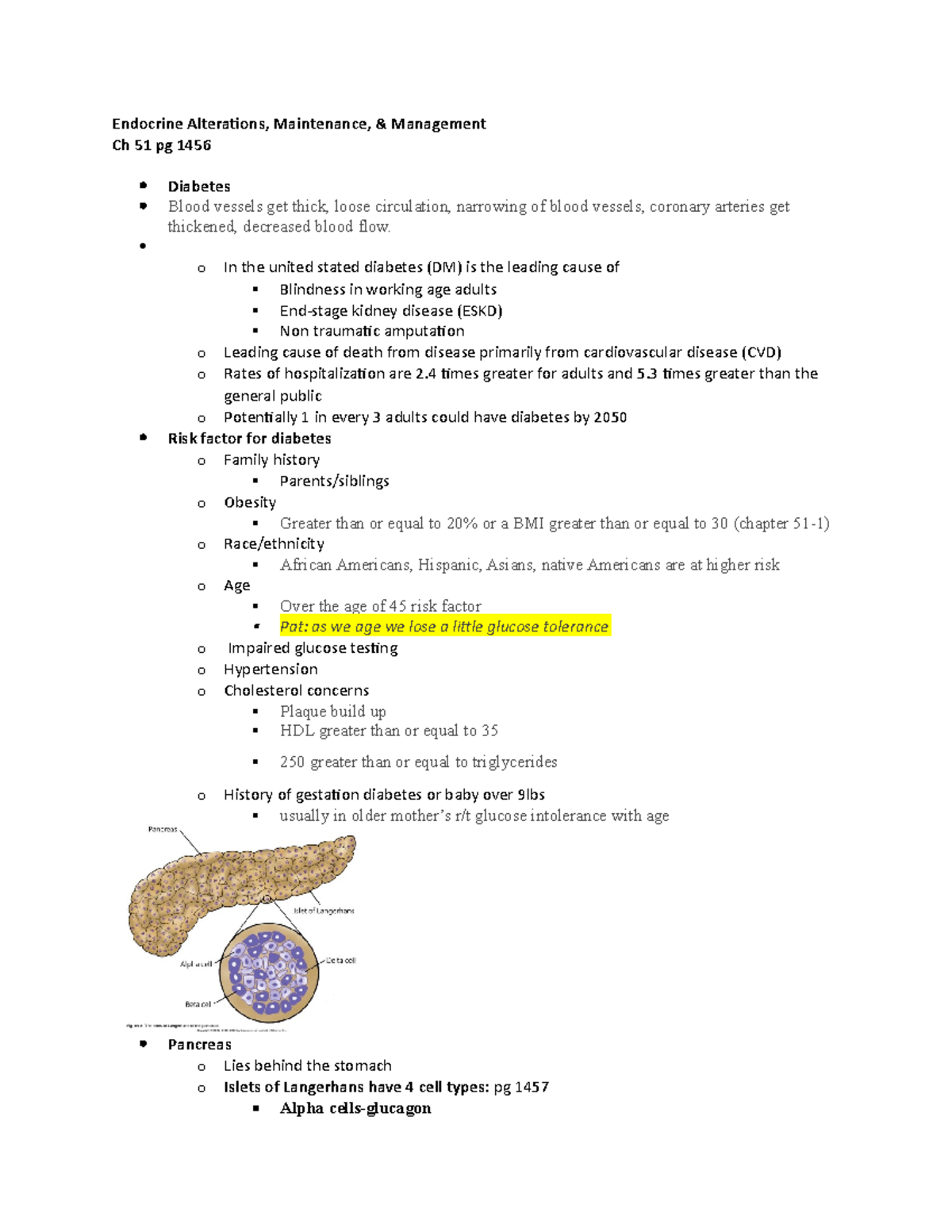 Endocrine outline Final - Endocrine Alterations, Maintenance ...