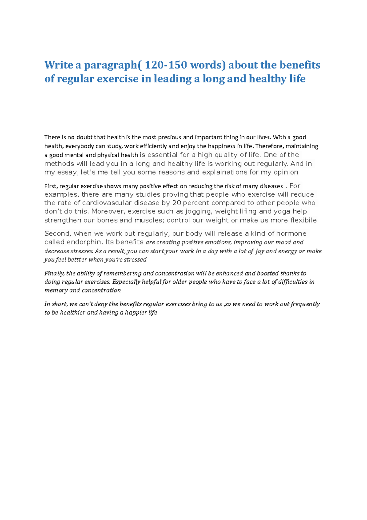 Những tài liệu thi gk1 lớp 11 - Write a paragraph( 120-150 words) about ...