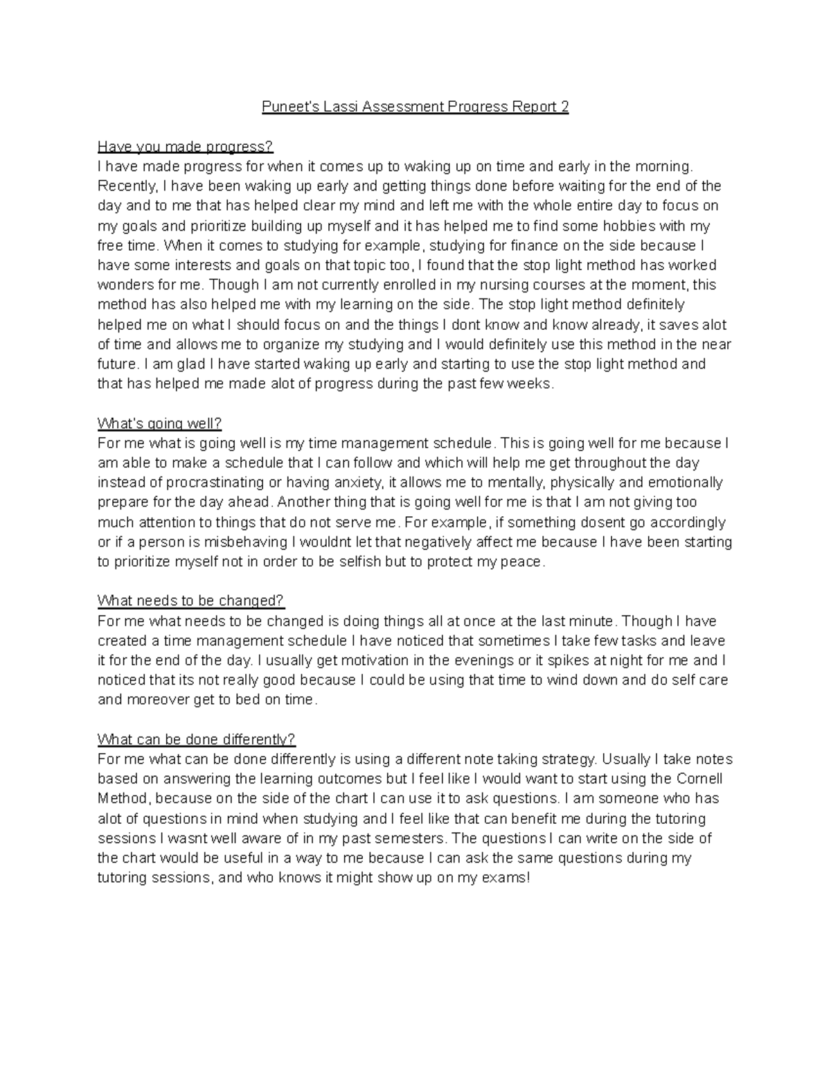 lassi progress report 2 - Puneet’s Lassi Assessment Progress Report 2 ...