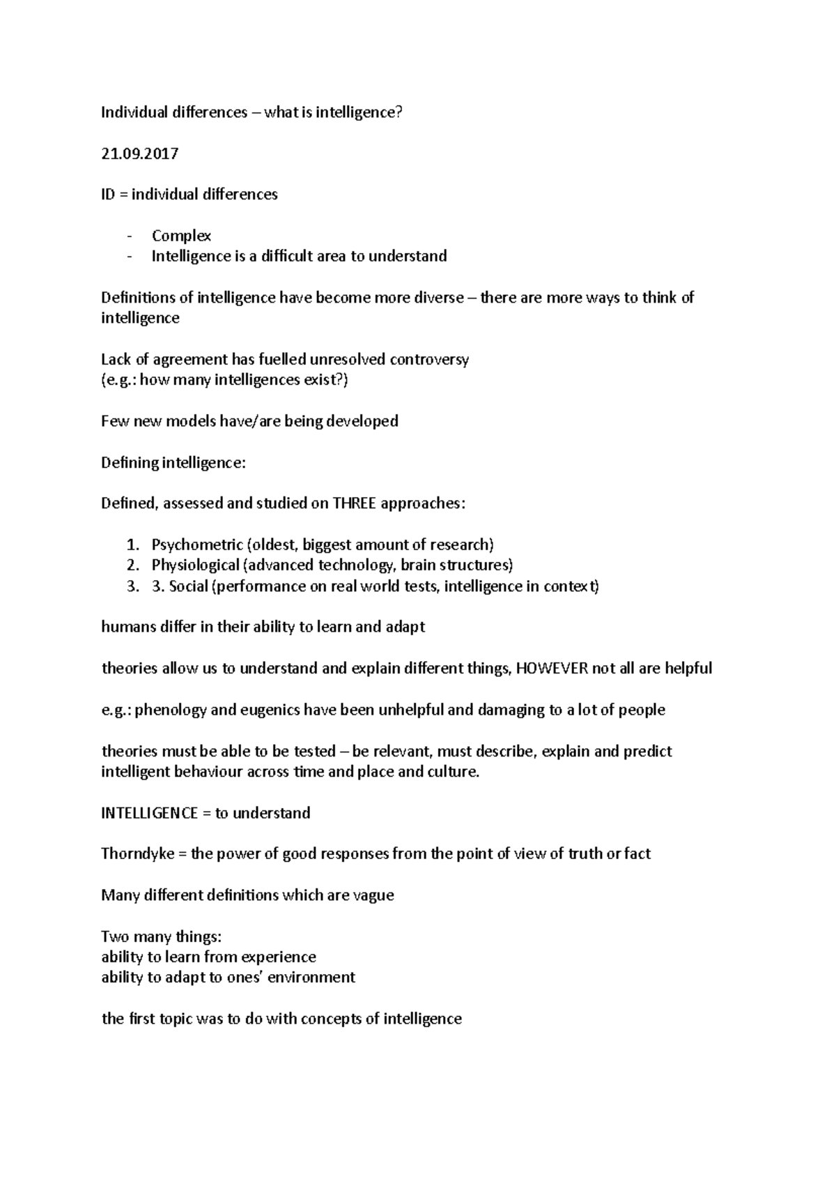 Individual differences – what is intelligence? - Individual differences ...