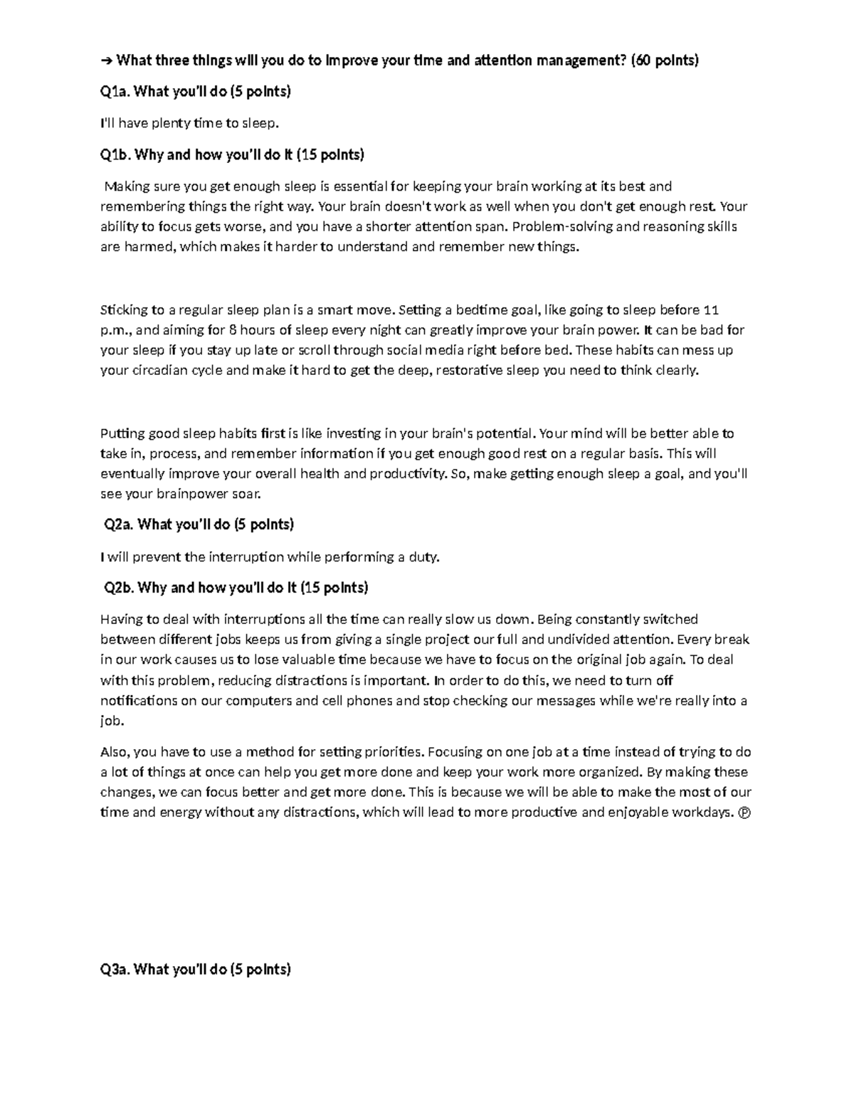 Cp4p Ui Time Mgmt Activity What Three Things Will You Do To Improve Your Time And Attention