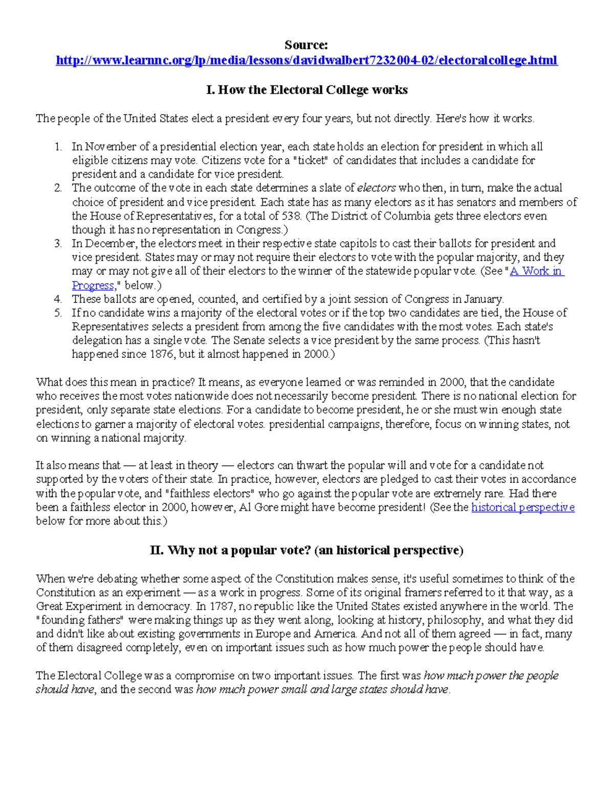 How the Electoral College Works - Source: - Studocu