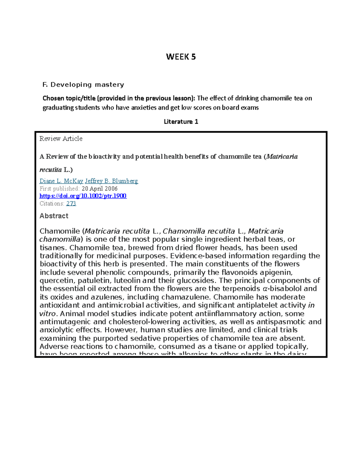 Practical- Research 2-WEEK-5 - WEEK 5 F. Developing mastery Chosen ...