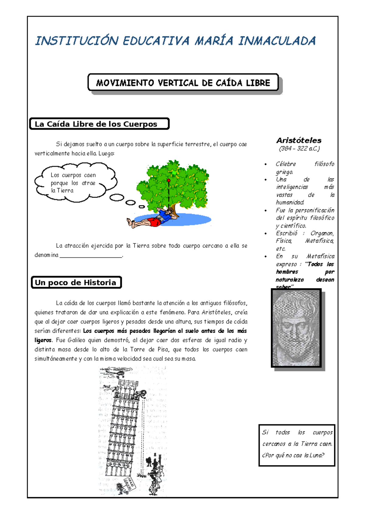 Movimiento Vertical de Caida Libre MVCL Física 6° 2023 - MOVIMIENTO ...