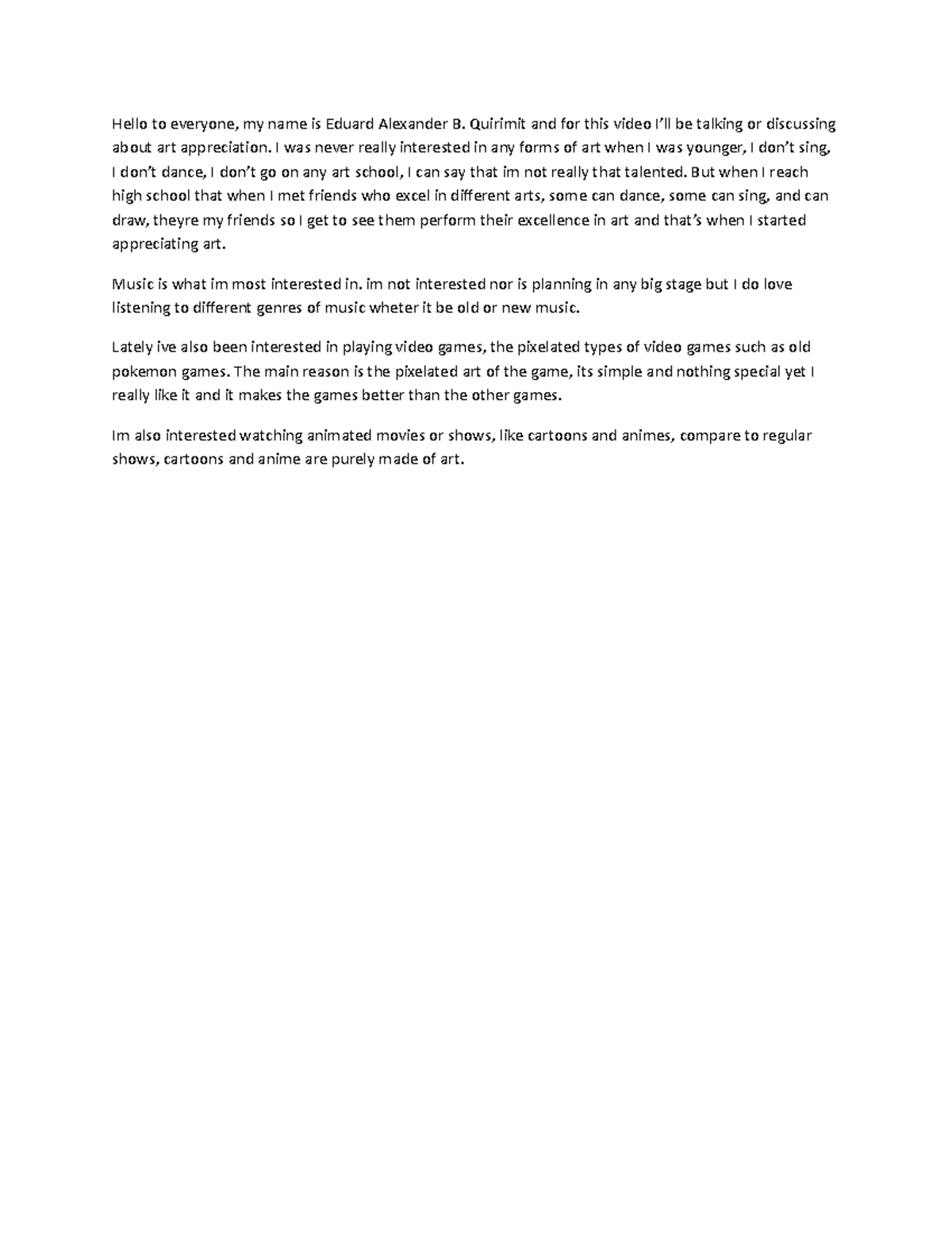 ART Talk - N?A - Hello to everyone, my name is Eduard Alexander B ...