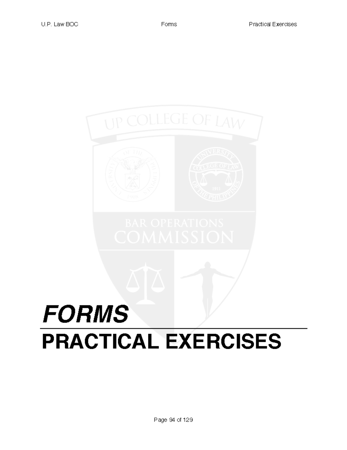 Legal Forms (UP BOC 2020) - U. Law BOC Forms Practical Exercises FORMS ...