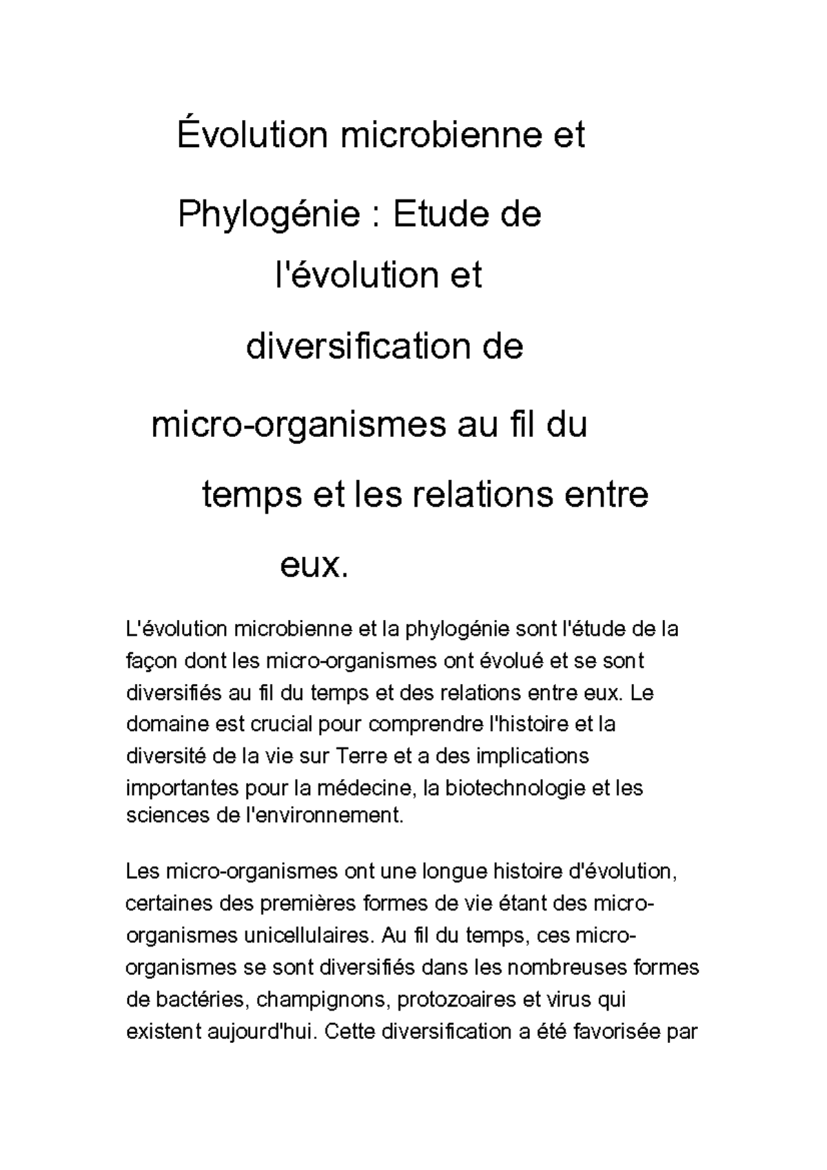 Biotechnologie microbienne est l'étude de l'utilisation des micro ...
