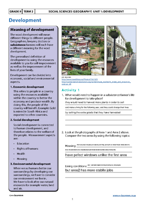 Grade 7 geography term 4 - SOCIAL SCIENCES: GRADE 7 WORKBOOK TERM 4 ...