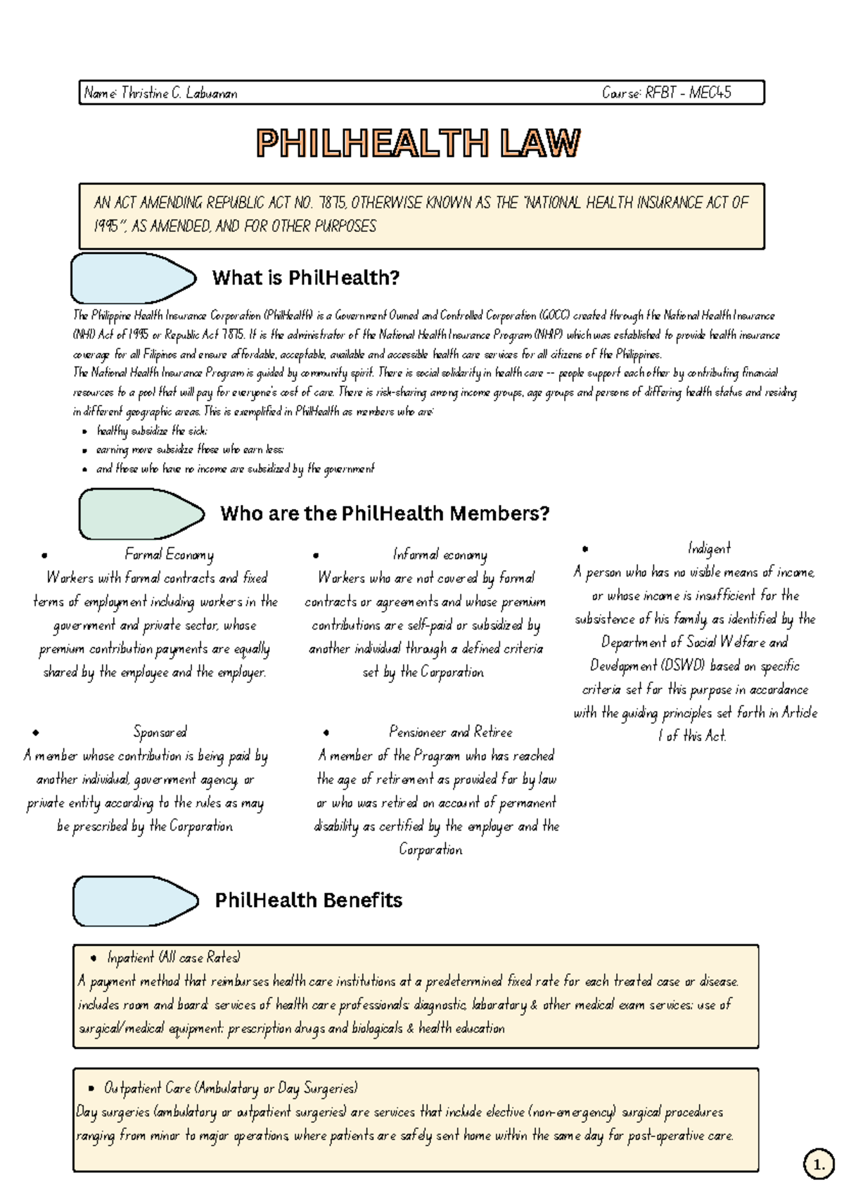 MC Philhealth LAW Labuanan - PHILHEALTH LAWPHILHEALTH LAW Name ...