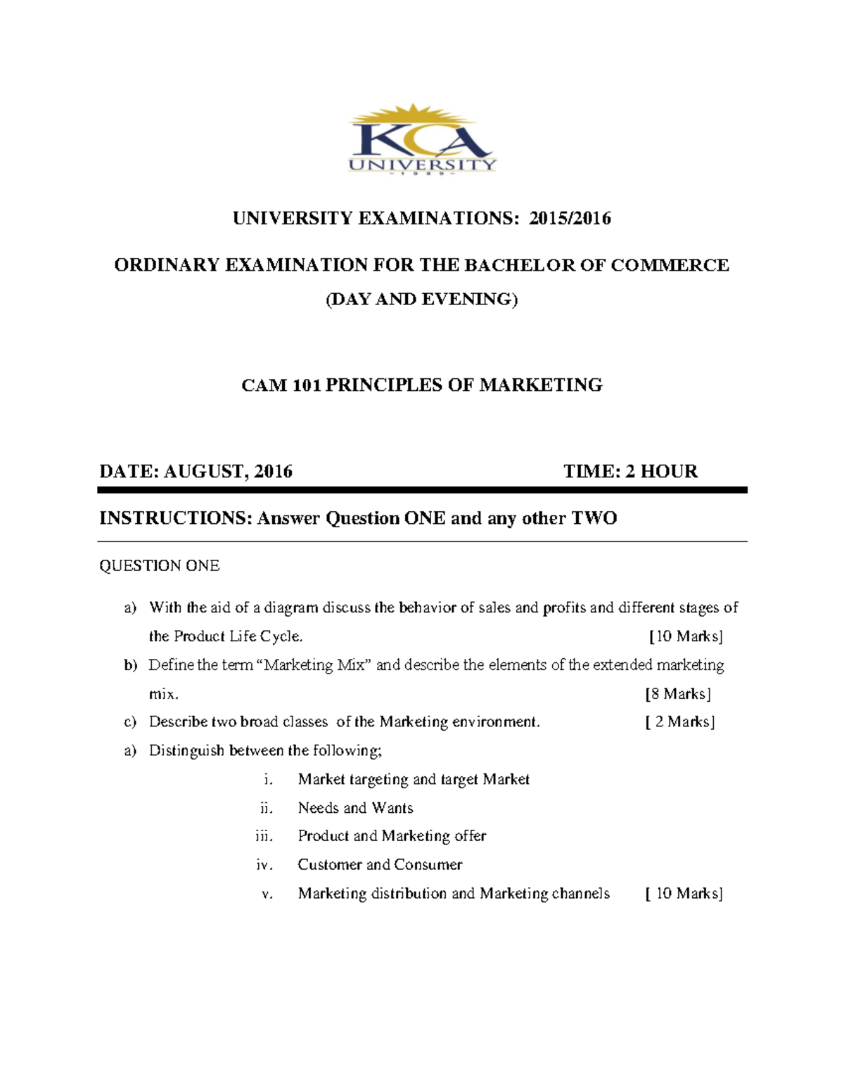 CAM 101 Principles OF Marketing by Dr.stephen Mcodhiambo - UNIVERSITY ...