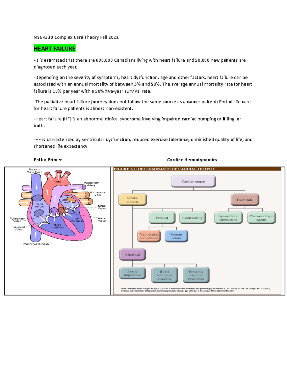 Week 1 Complex Heart Failure Lecture - NSG4330 Complex Care Theory Fall ...