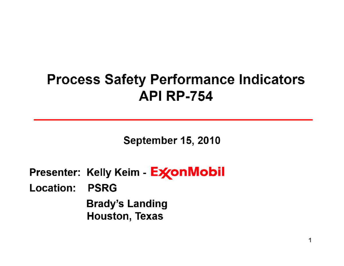 API RP-754. September 15 - Chemical Engineering - Studocu