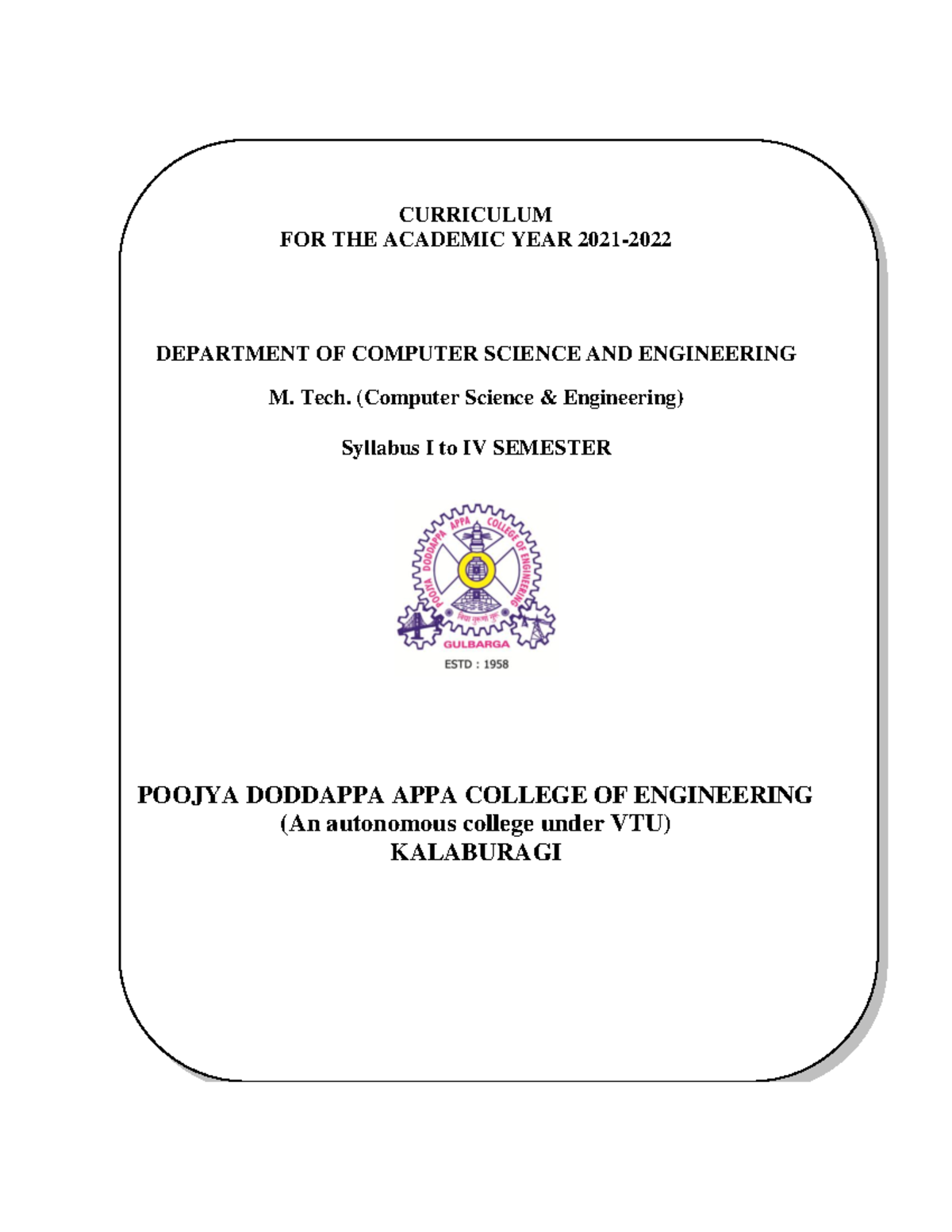 19-series PG-CSE syllabus - CURRICULUM FOR THE ACADEMIC YEAR 2021 ...