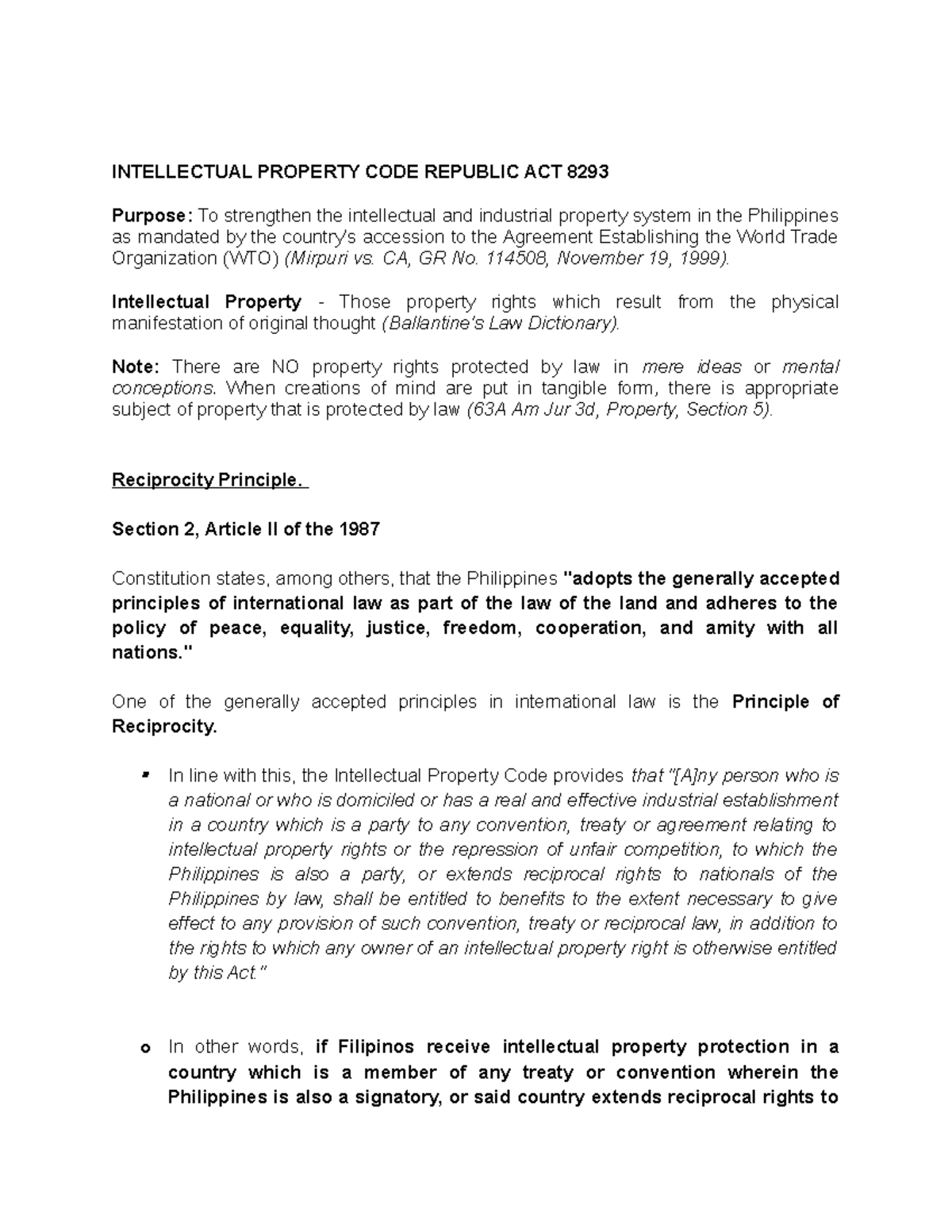 intellectual property law notes - College of Law - Studocu