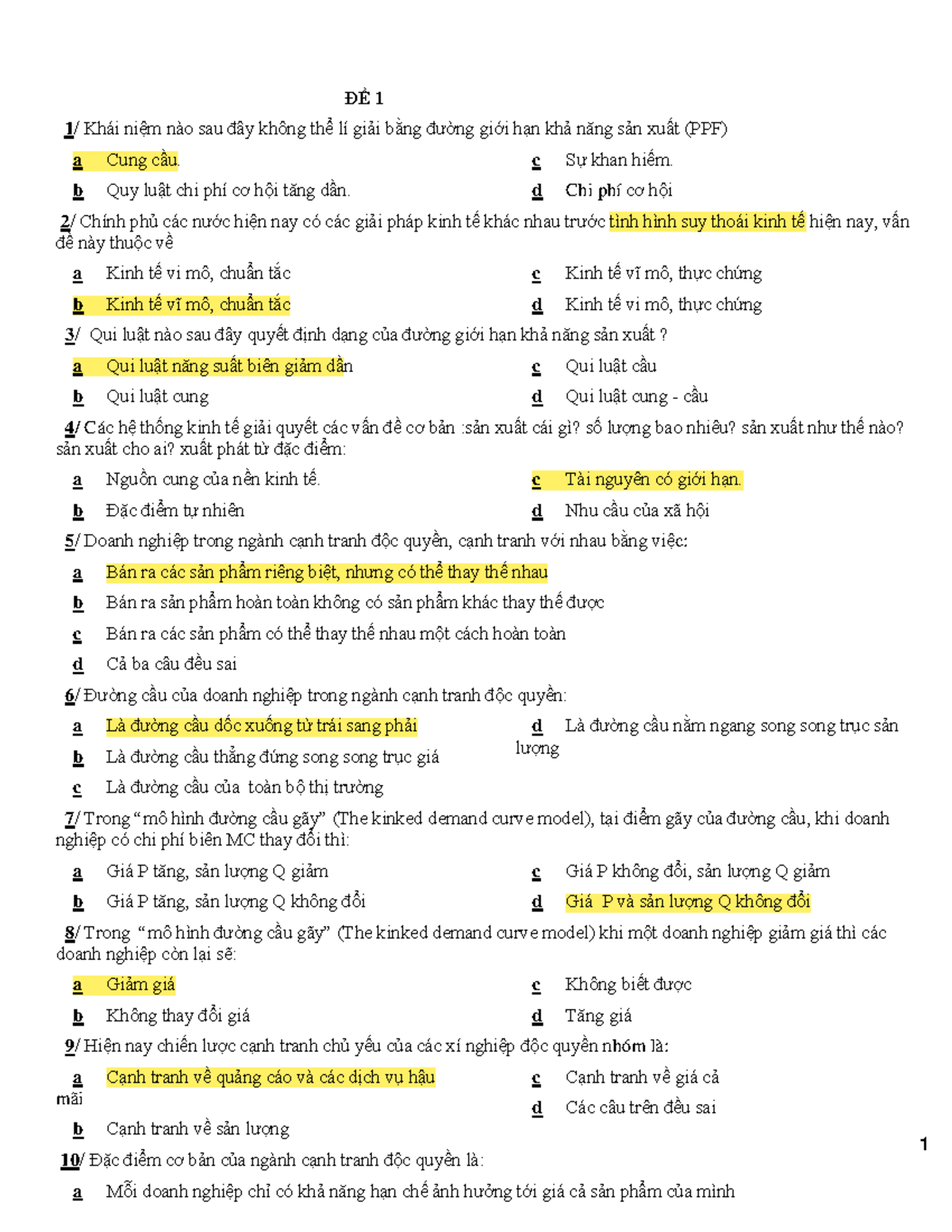 TN Vi mô pt2 - vimo - 1 ĐỀ 1 1 / Khái niệm nào sau đây không thể lí giải bằng đường giới hạn khả ...