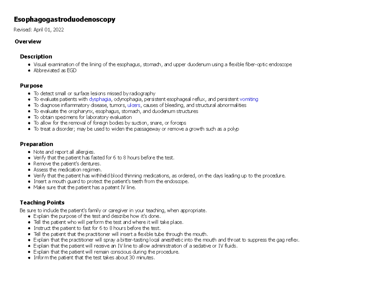 © 2024 Lippincott Advisor - Diagnostic Tests Esophagogastroduodenoscopy ...