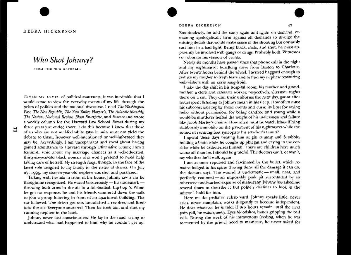 Who Shot Johnny - • • • DEBRA DICKERSON 47 DEBRA DICKERSON Who Shot ...