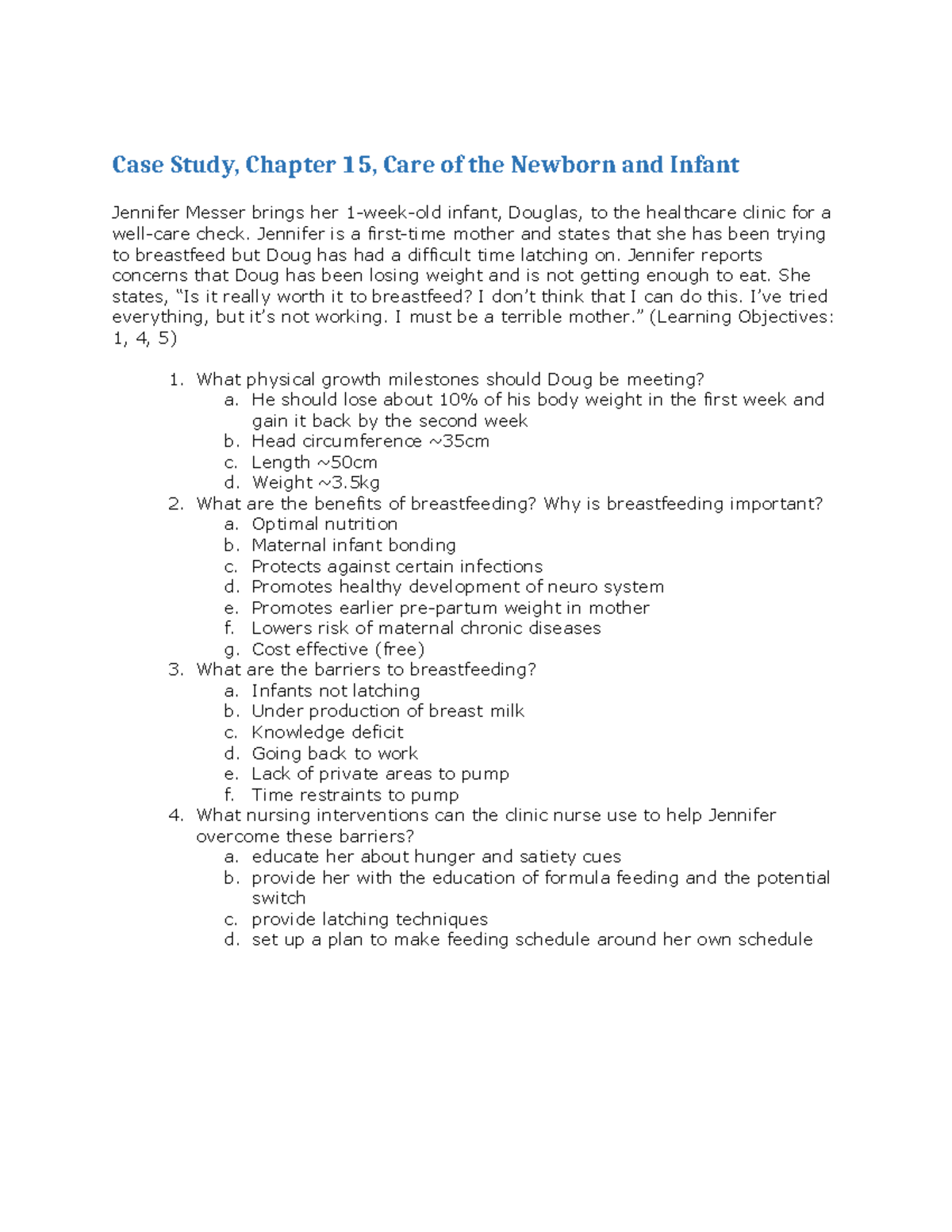 Developmental case study chapter 15-19 - Case Study, Chapter 15, Care ...