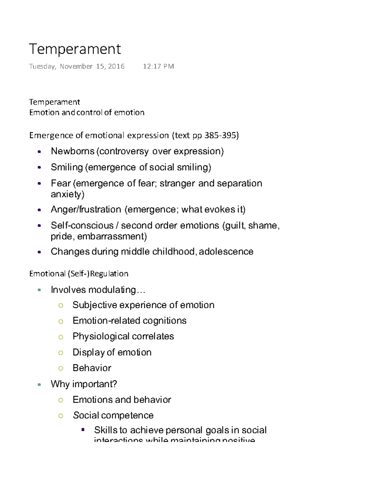 Temperament - Temperament Emotion and control of emotion Emergence of ...