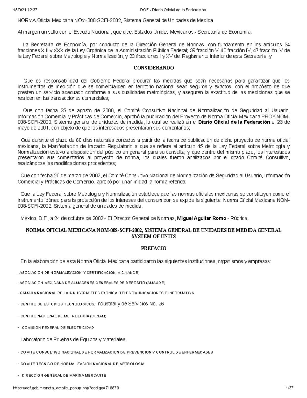 NOM-008 SCFI 2002 - Este documento es la Norma Oficial Mexicana que se ...