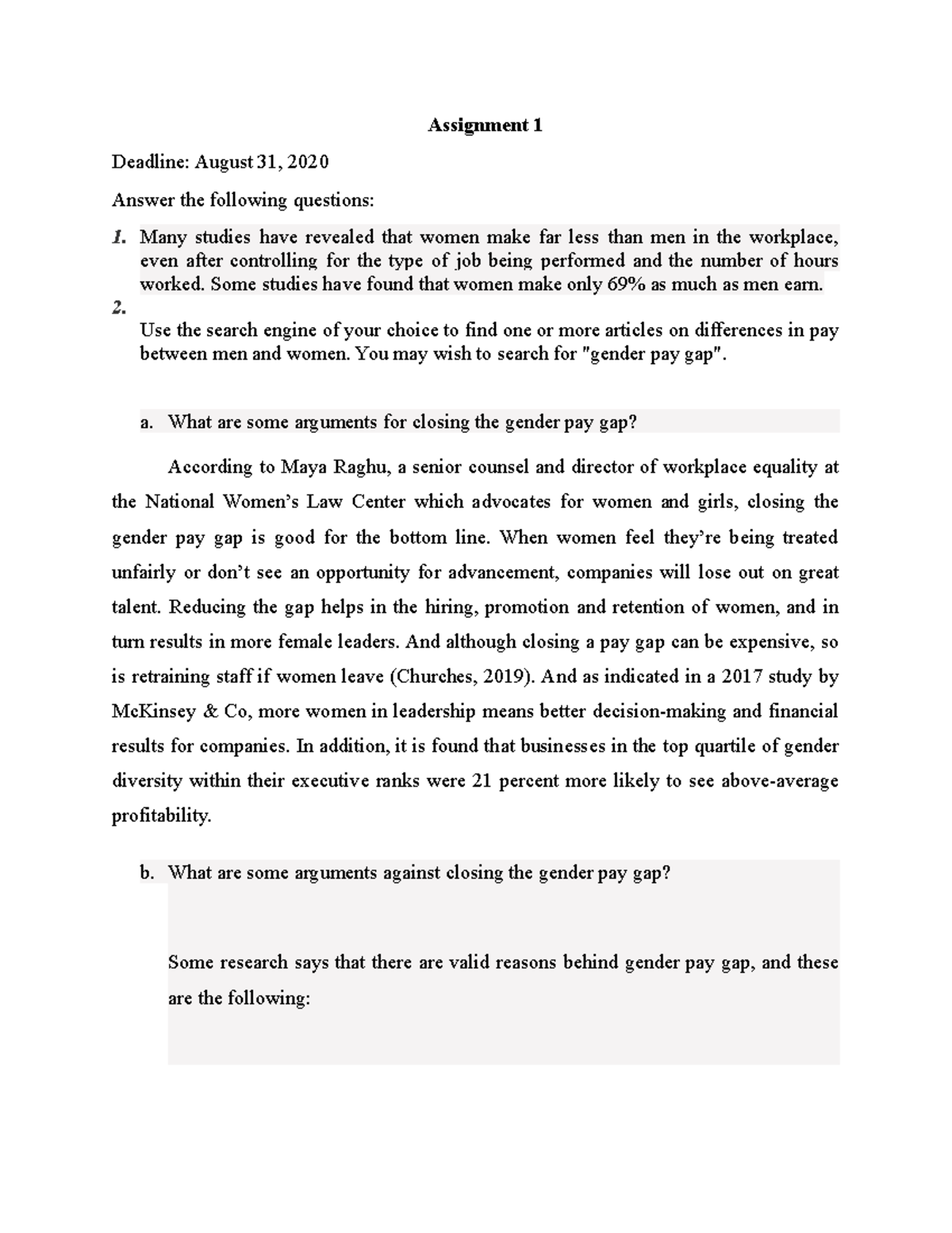 Assignment 1 - Lecture notes 1 - Assignment 1 Deadline: August 31, 2020 ...