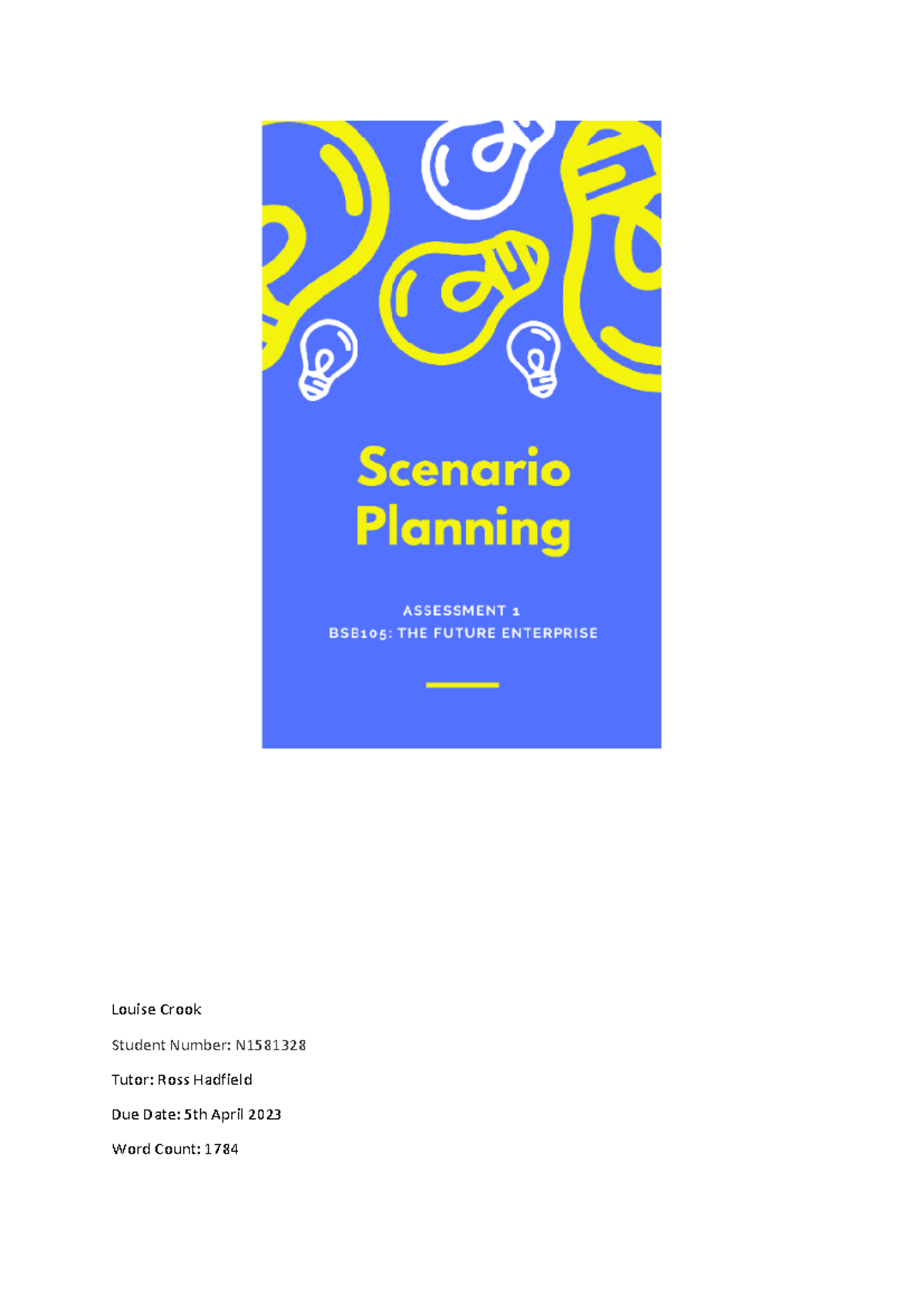 Future Enterprise Assignment 1 - Louise Crook Student Number: N Tutor ...